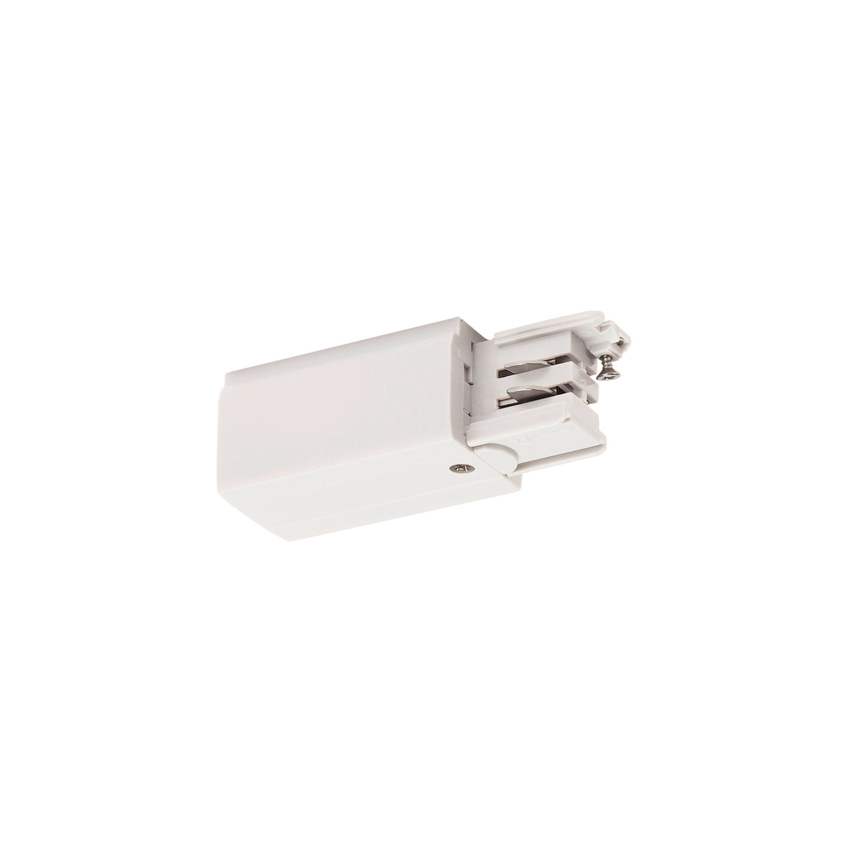 S-TRACK feed-in, left earth, PHASE, white — Intalite UK