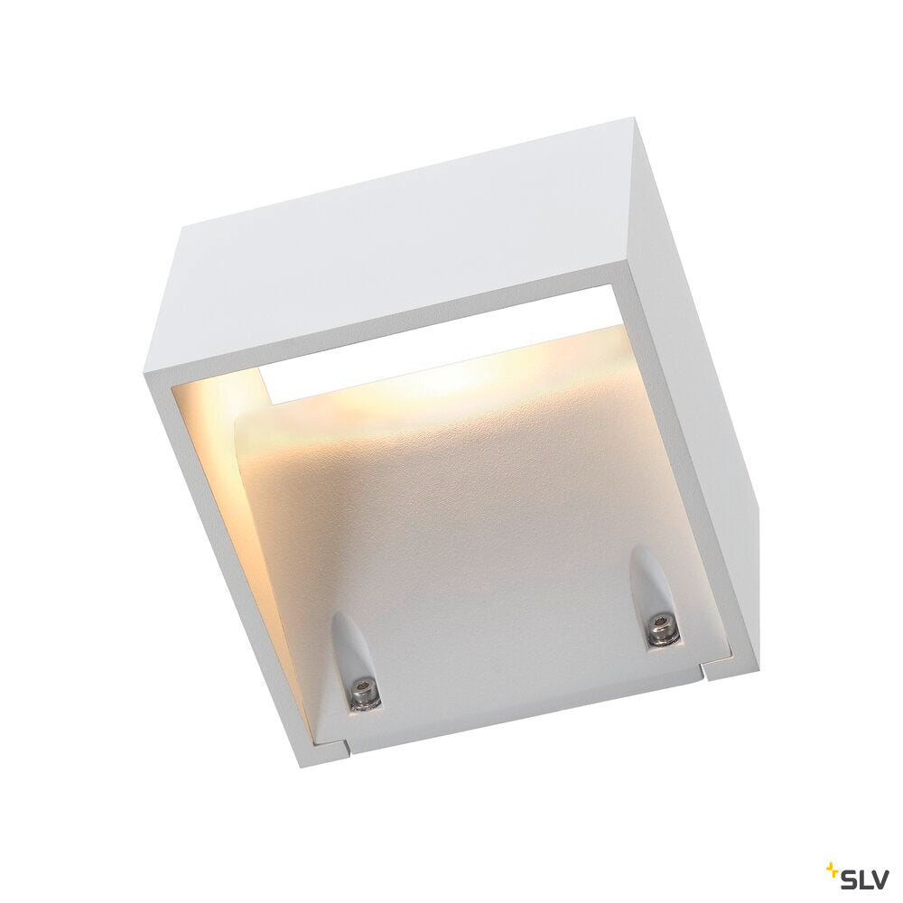 LOGS WALL, outdoor wall light, LED, 3000K, IP44, square, white, 8W ...